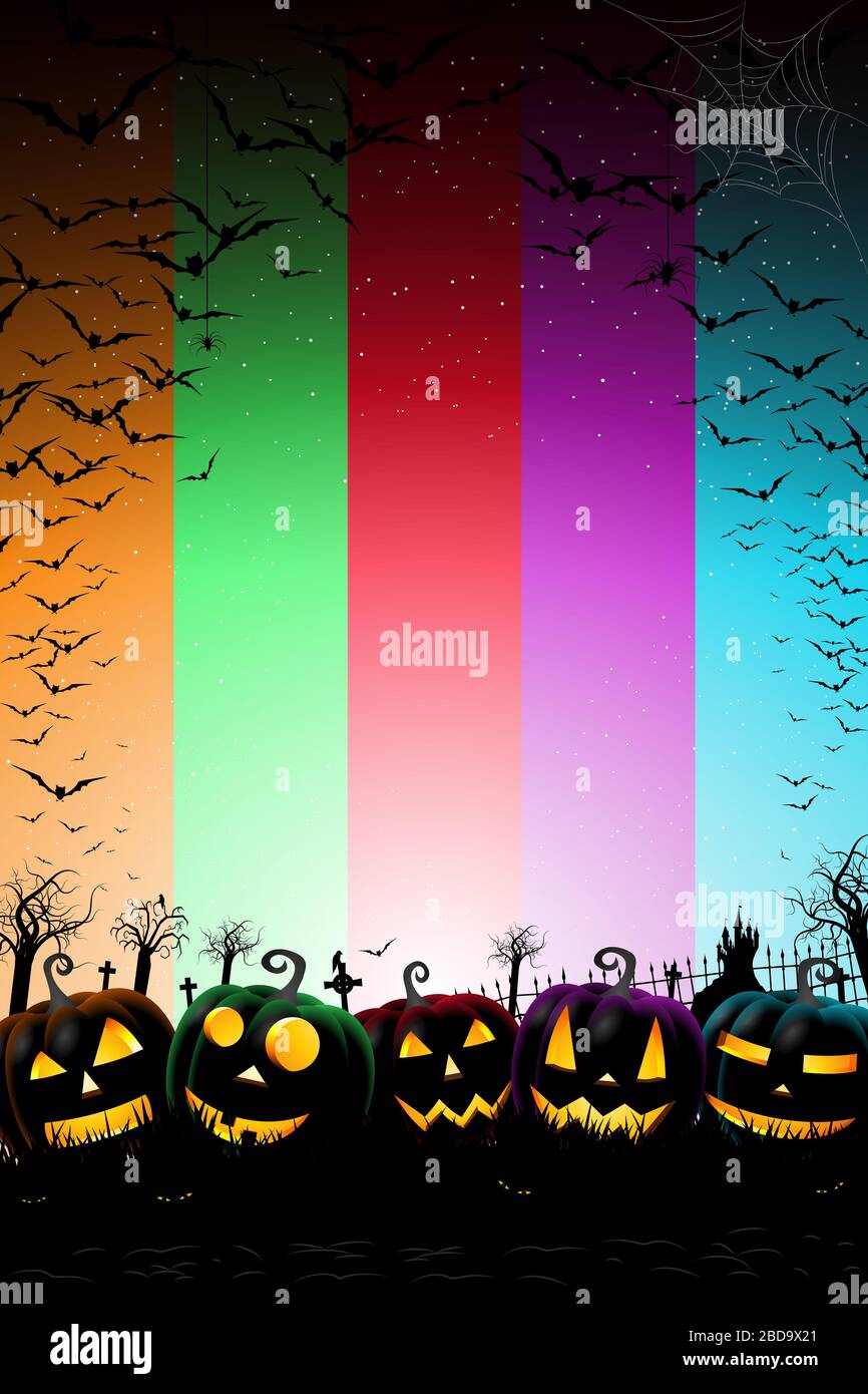 Halloween colorful banner poster - template Stock Photo - Alamy
