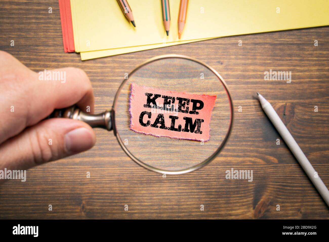 Keep Calm. Emergency, panic, stress and anxiety concept. Man's hand ...