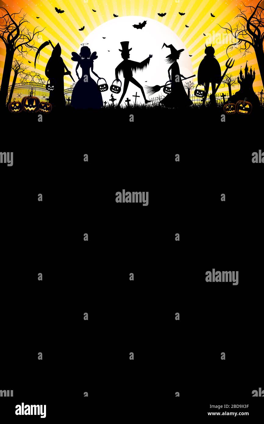 Halloween poster/ banner with characters Stock Photo - Alamy