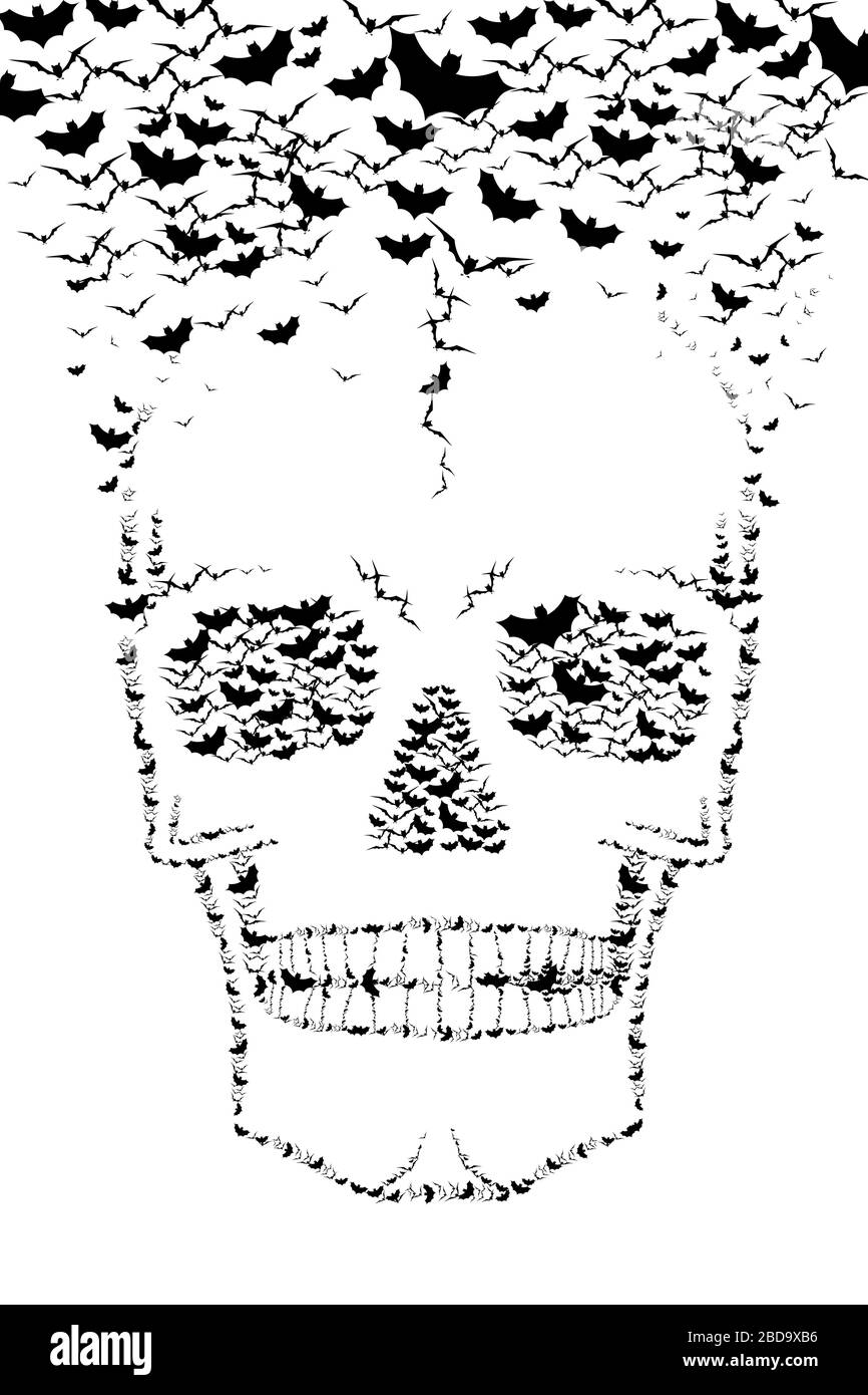 Skull - bats illustration Stock Photo - Alamy