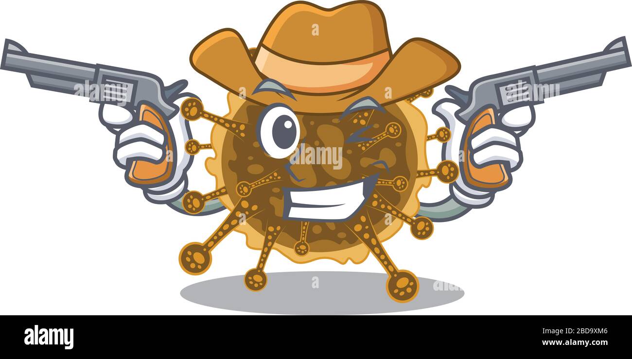 Cute handsome cowboy of negarnaviricota cartoon character with guns ...
