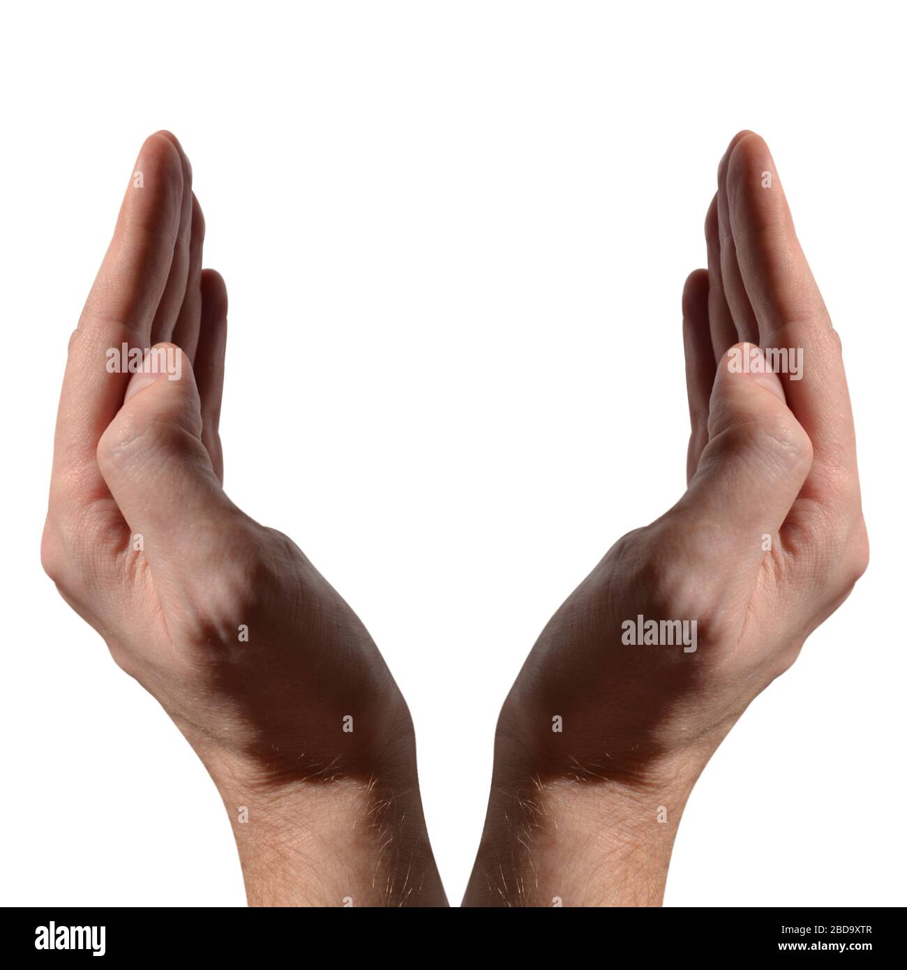 Protection hands, white background Stock Photo - Alamy
