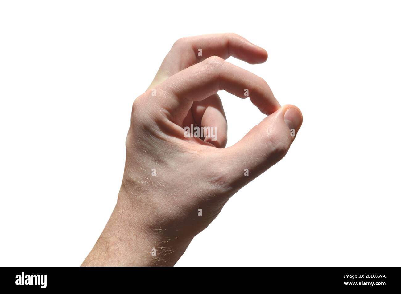 OK hand sign, white background Stock Photo - Alamy