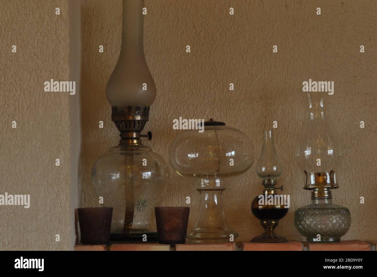 Oil lamps. Ornament on the mantelpiece. Light source. The Middle Ages ...