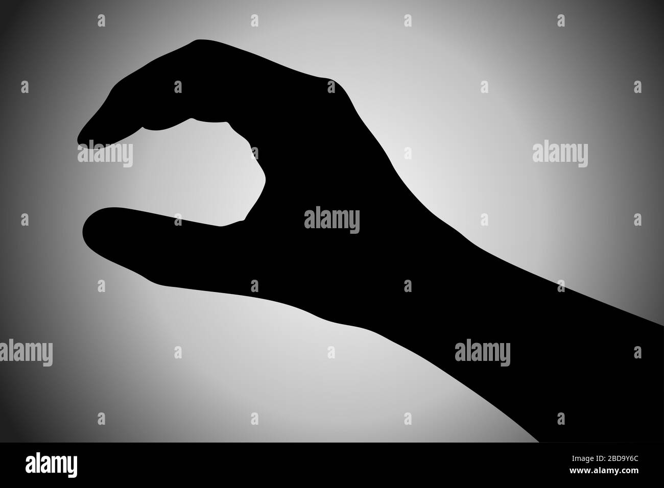 Dimensions - human hand concept, gray background Stock Photo - Alamy