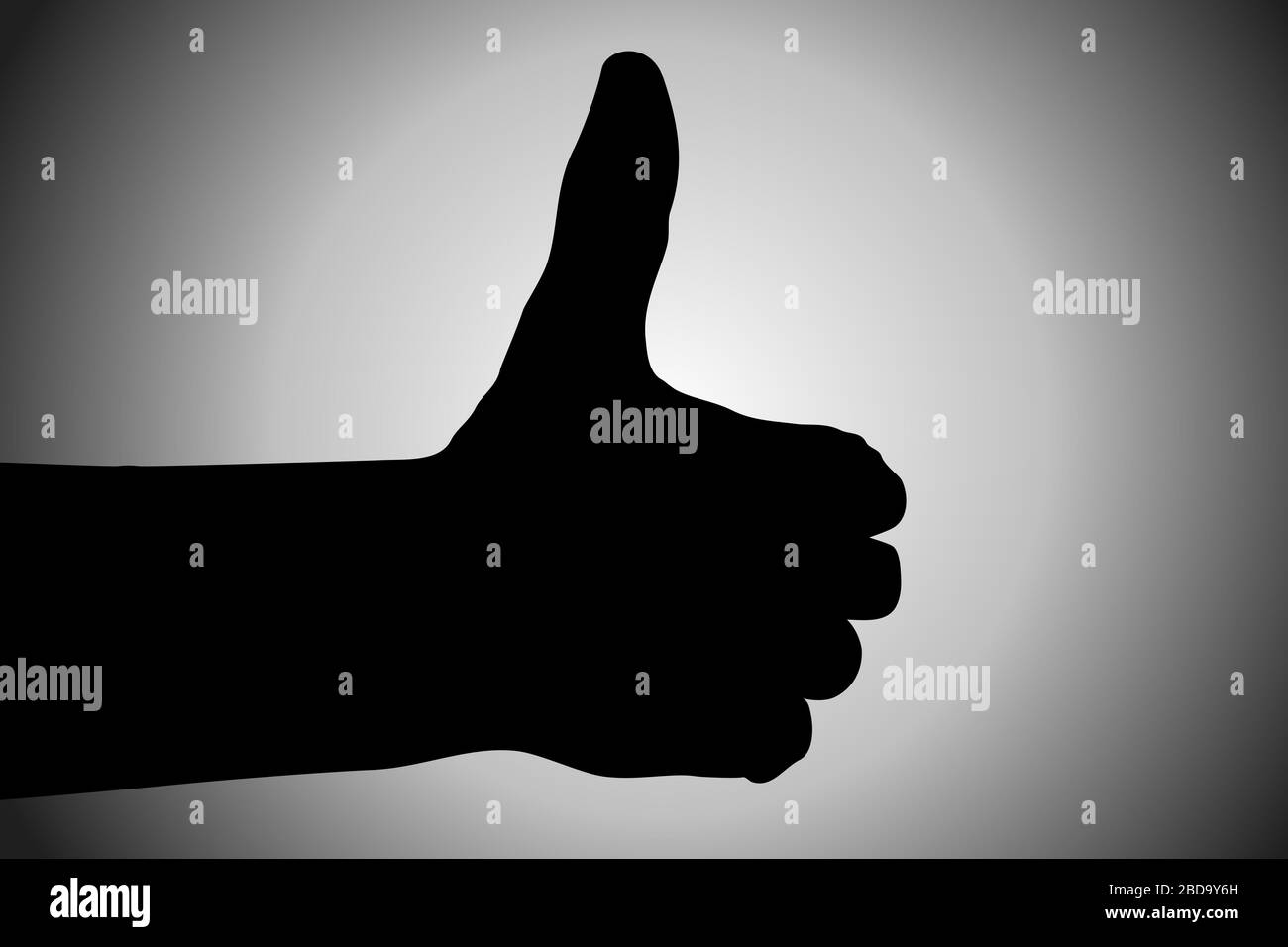 Thumbs up - human hand concept, gray background Stock Photo - Alamy