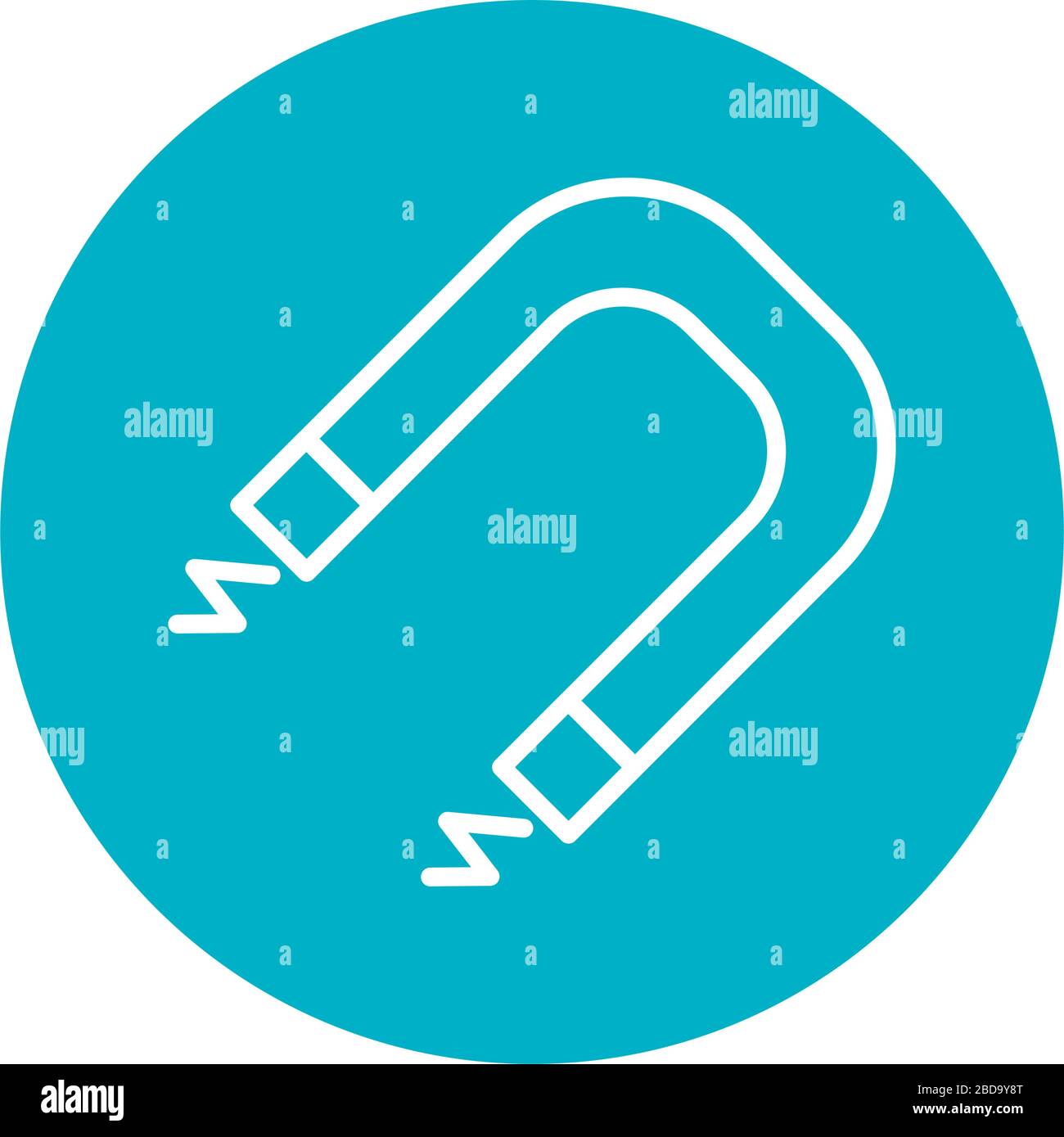 Magnet Icon Over White Background, Block Style, Vector Illustration