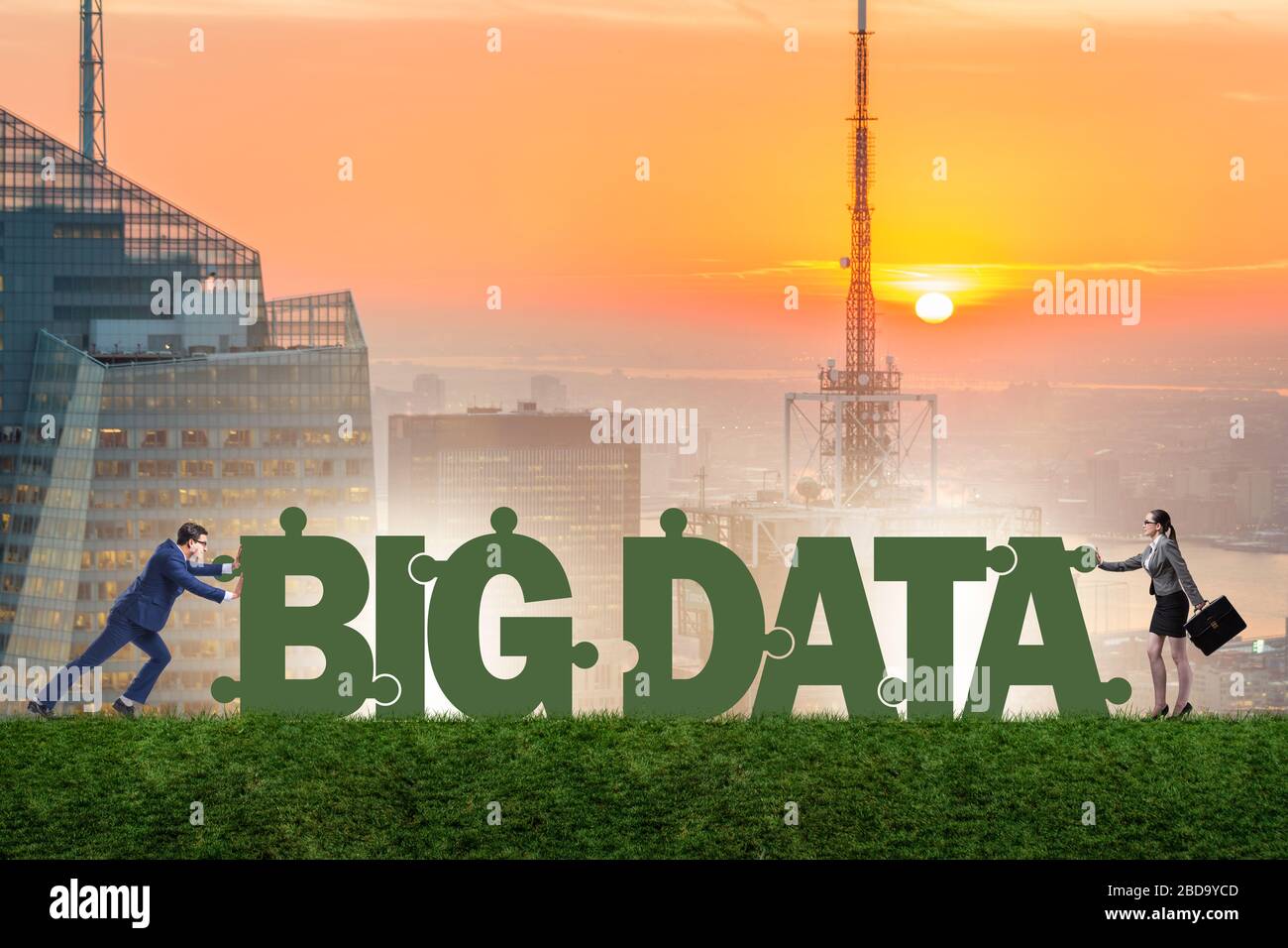 The big data concept with jigsaw puzzle pieces Stock Photo - Alamy