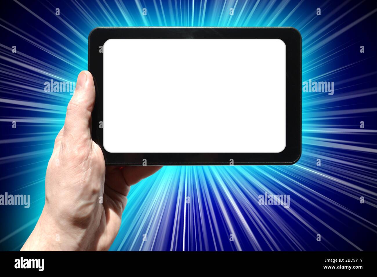 Human hand holding tablet Stock Photo - Alamy