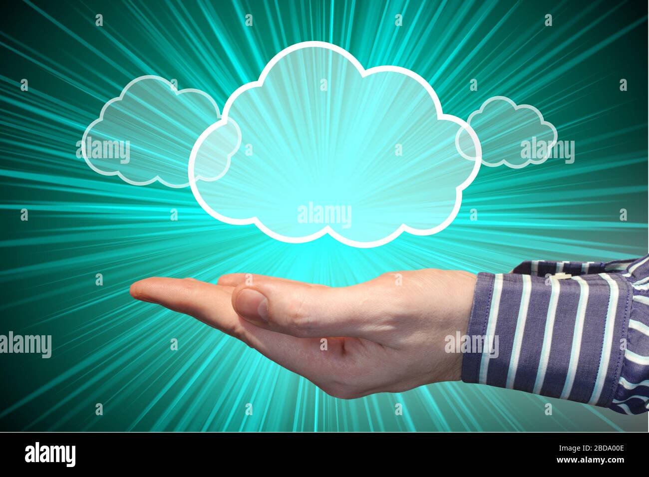 Cloud computing concept, human hand Stock Photo - Alamy