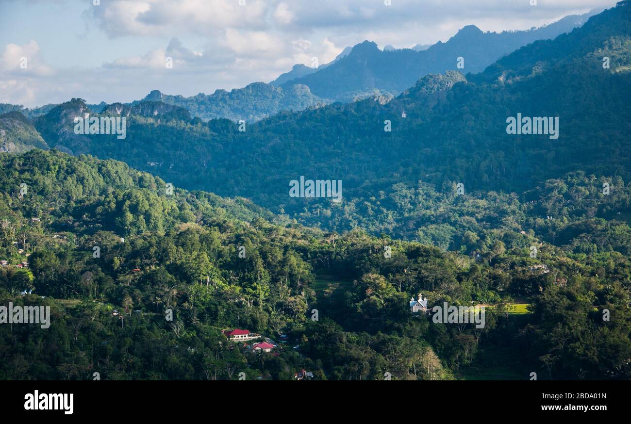 Mountain landscape of Tana Toraja in Indonesia. Tana Toraja located in ...