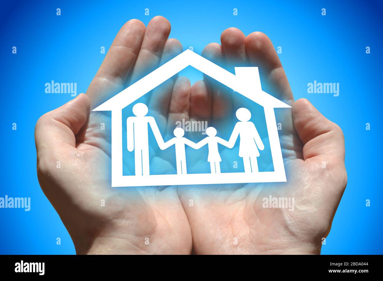 House/ life insurance - hands Stock Photo - Alamy