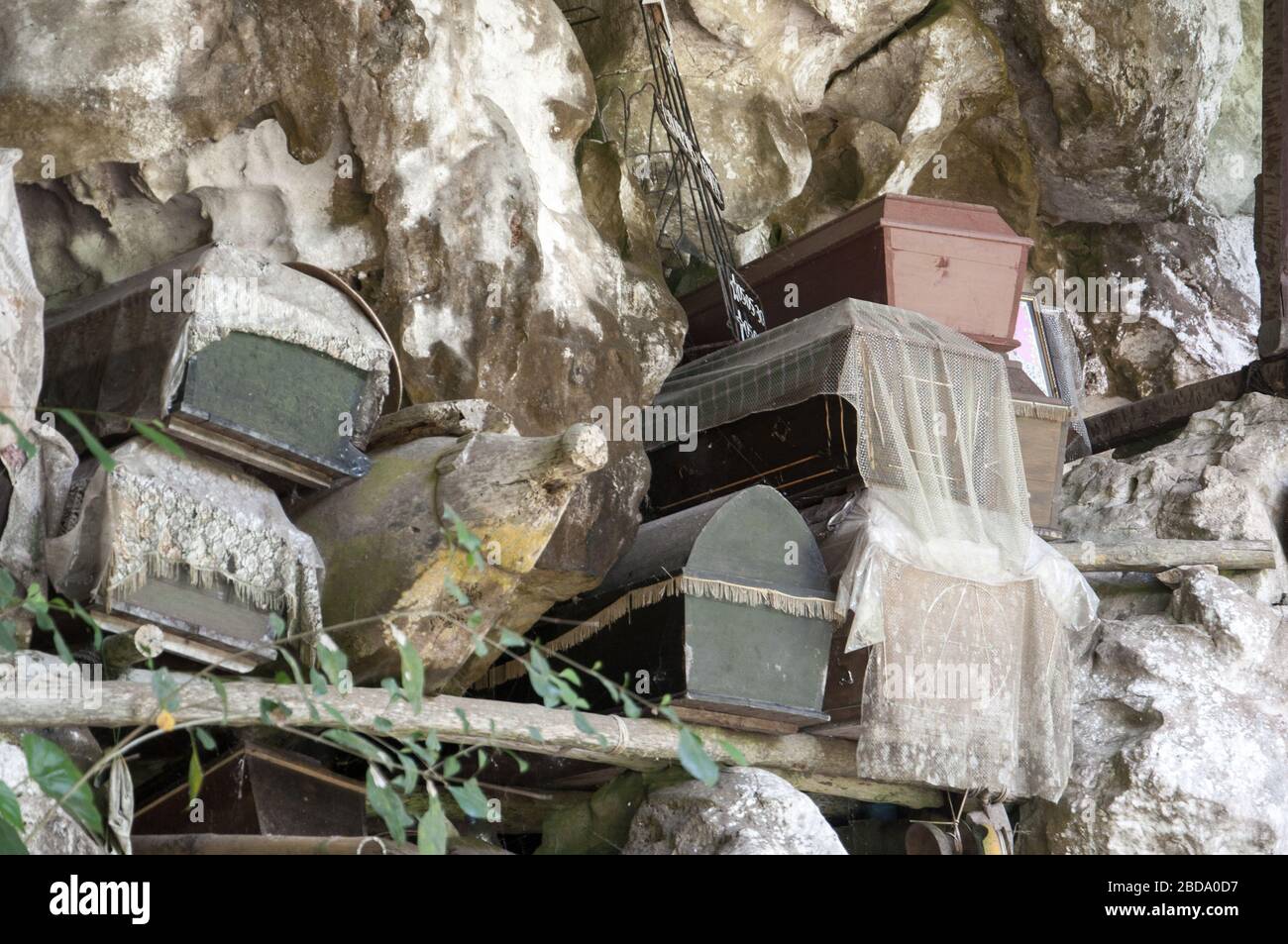The traditional tomb stones of Londa in North Toraja, Indonesia. Tana ...