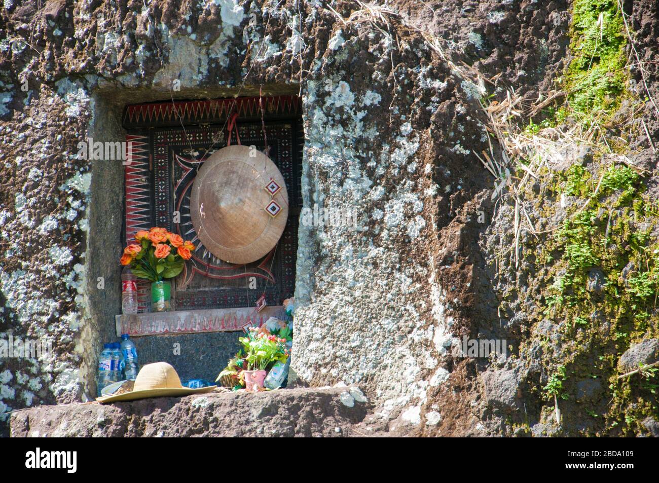 The traditional Toraja tomb stone locate at Bori Kalimbuang site in ...