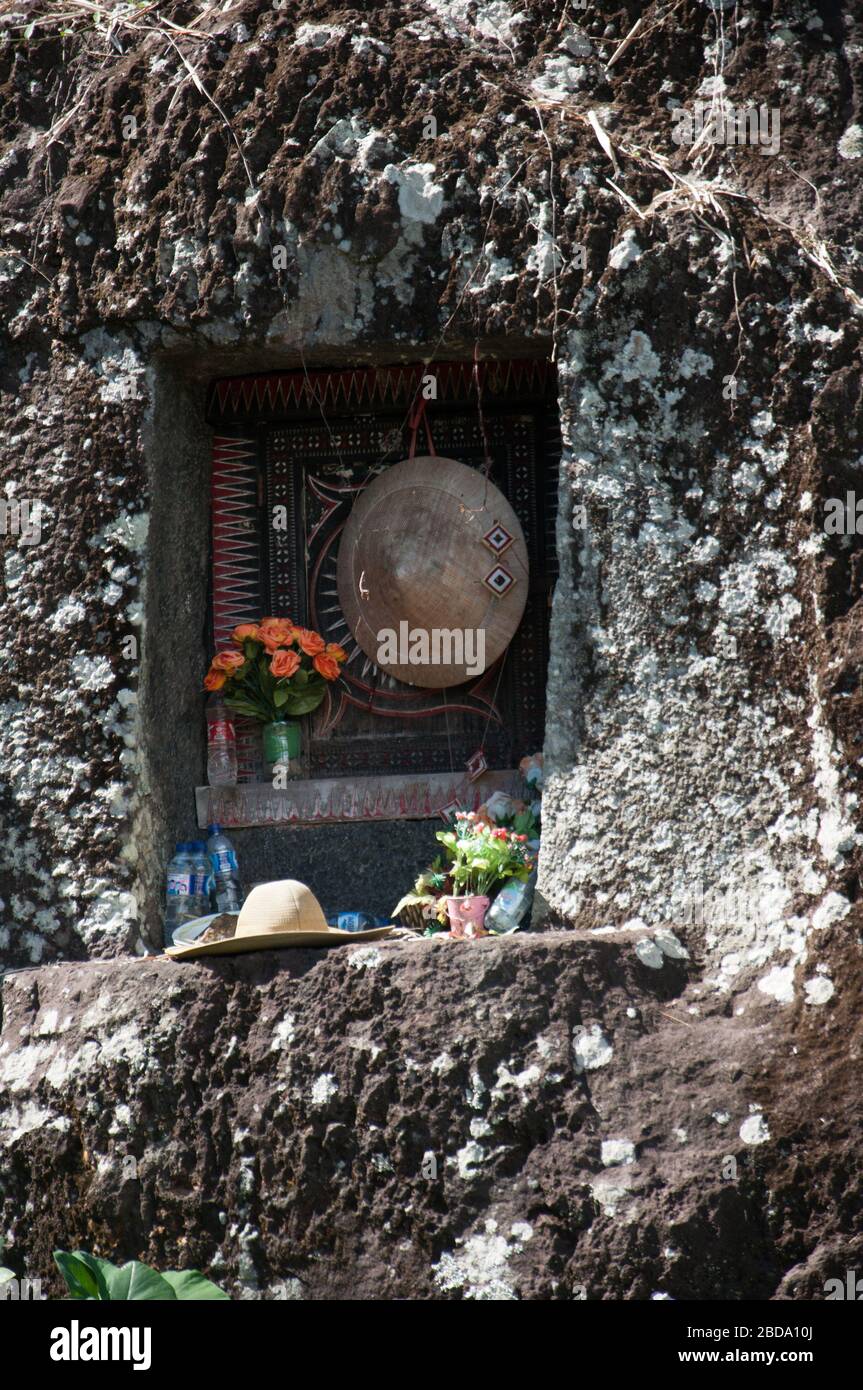The traditional Toraja tomb stone locate at Bori Kalimbuang site in ...