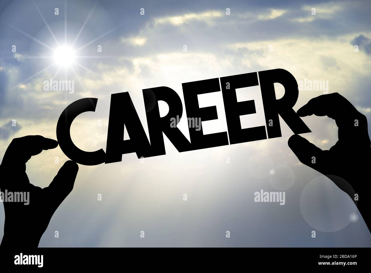 Career concept - hands, text, sky Stock Photo - Alamy