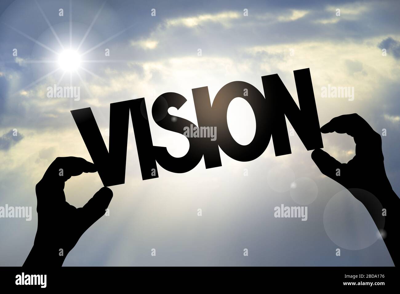 Vision concept - hands, text, sky Stock Photo - Alamy