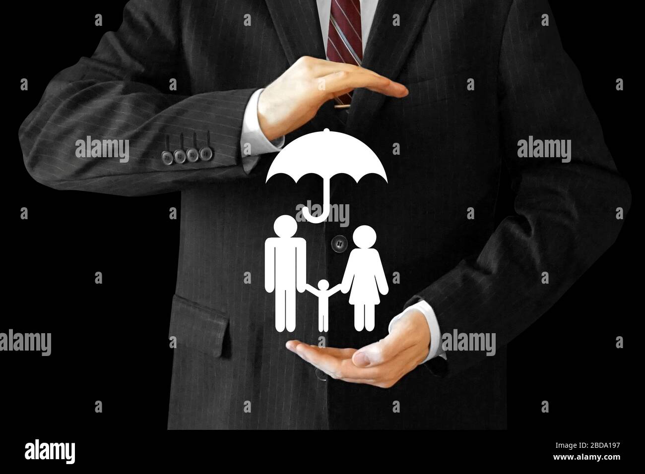 Businessman, family/ life insurance concept Stock Photo - Alamy