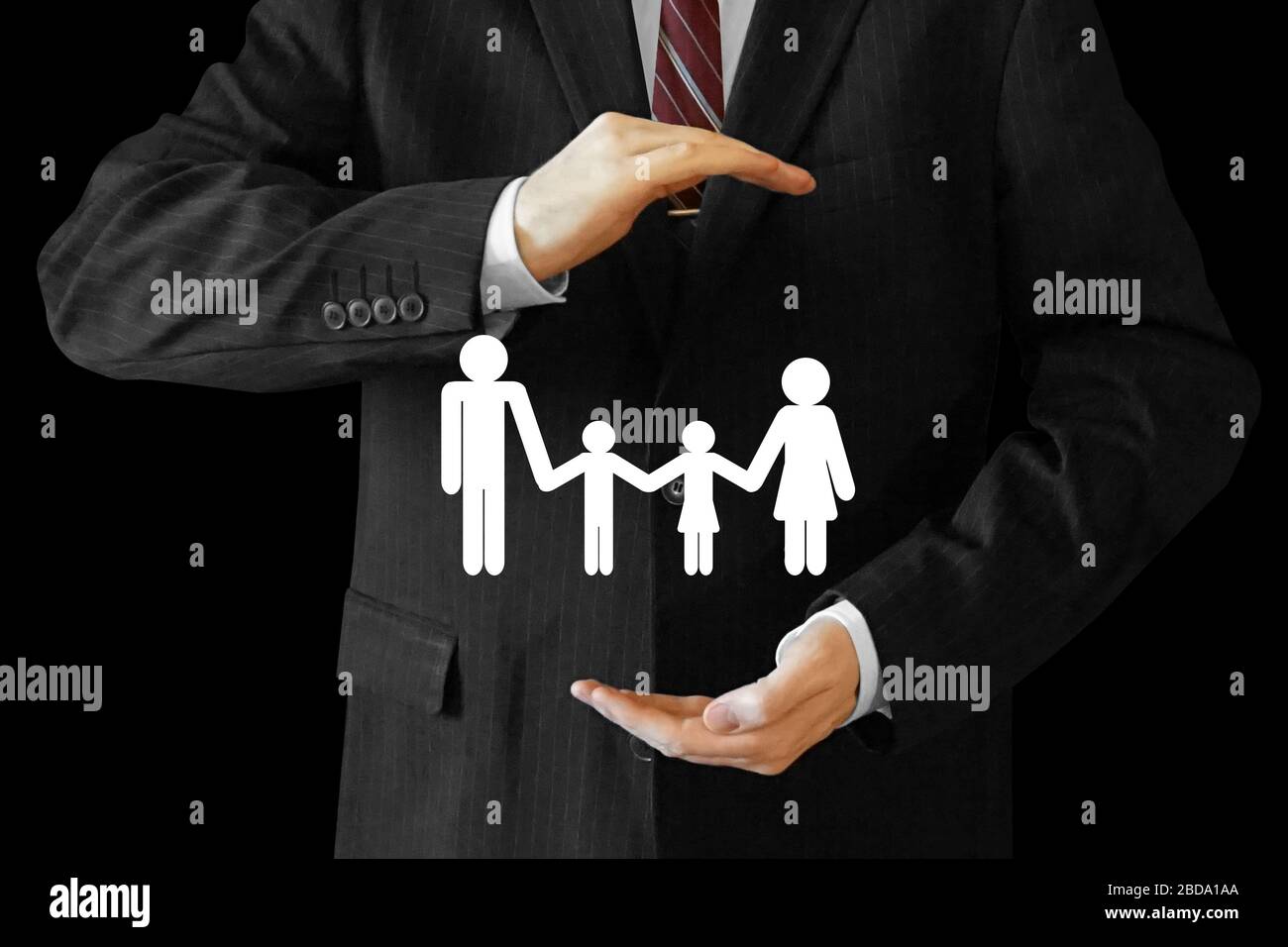 Businessman, family/ life insurance concept Stock Photo - Alamy