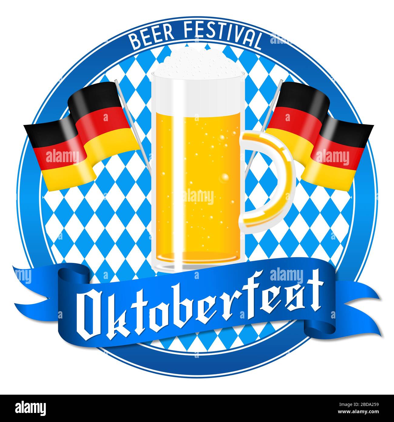 Oktoberfest illustration - beer, German flags Stock Photo - Alamy