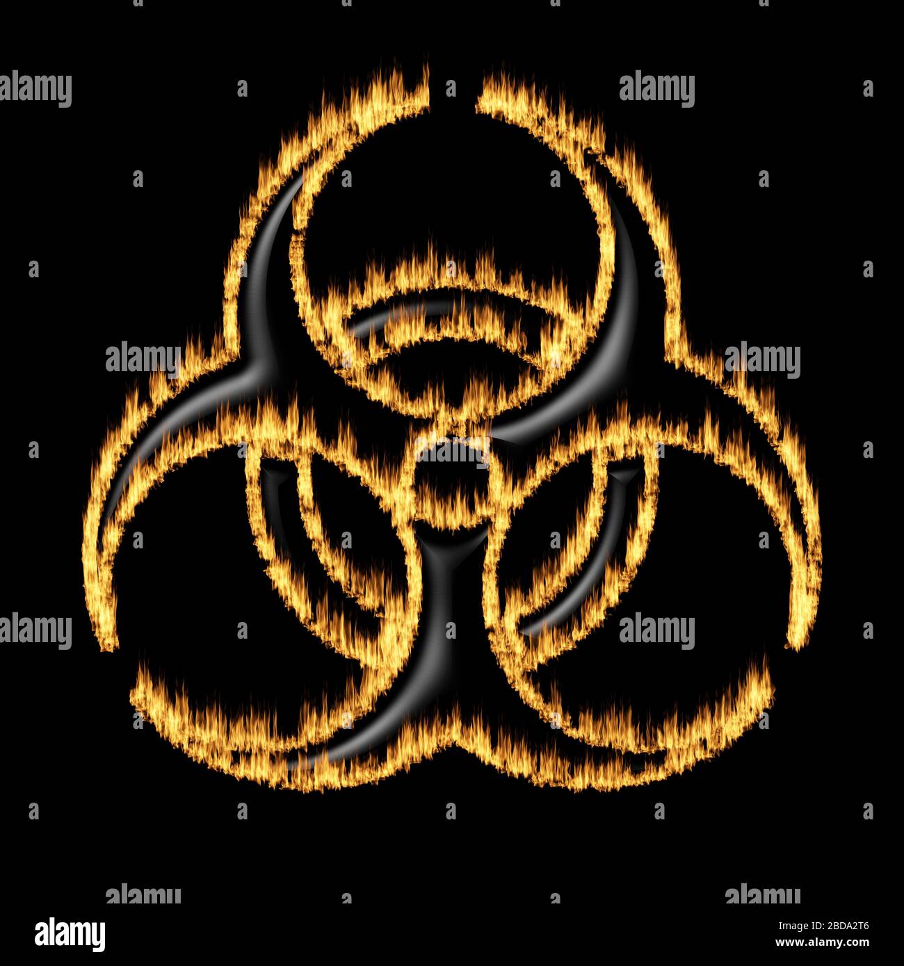 Burning warning sign of the biohazard - infected specimen Stock Photo ...