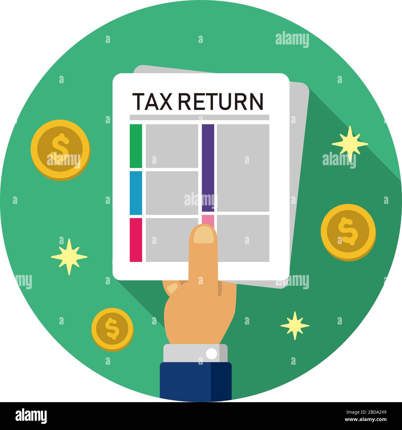 Tax return, submit tax document, tax form / cirlce banner illustration ...