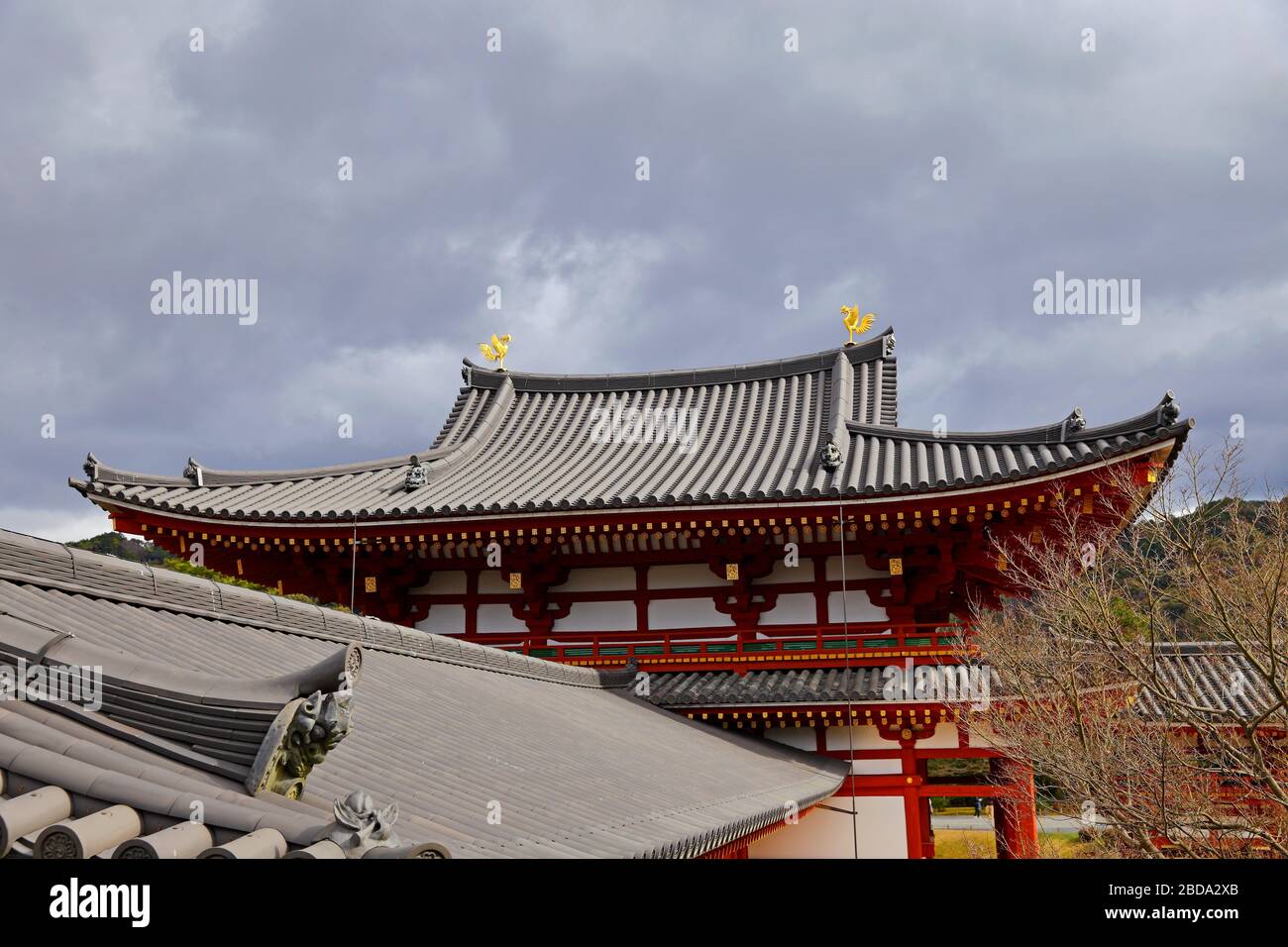 Traditional Japanese architecture in the Byodoin Complex at the city of ...