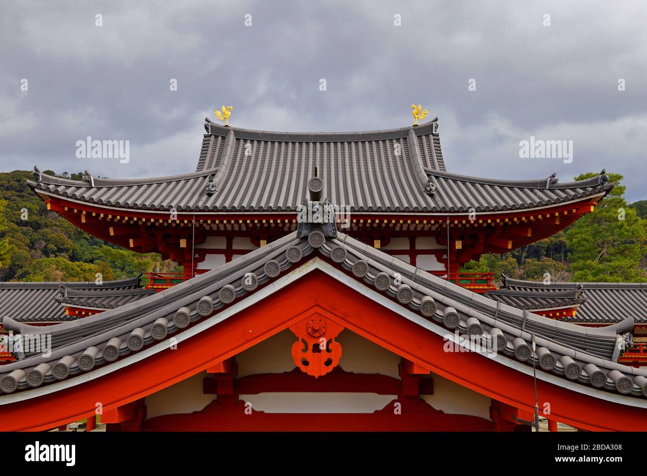 Traditional Japanese architecture in the Byodoin Complex at the city of ...