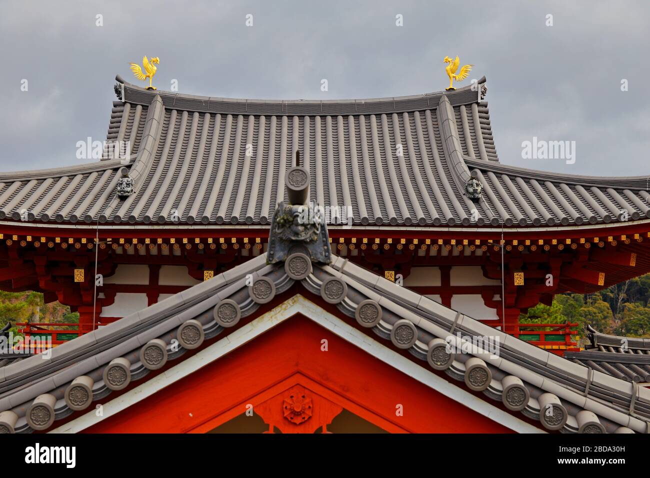 Traditional Japanese architecture in the Byodoin Complex at the city of ...