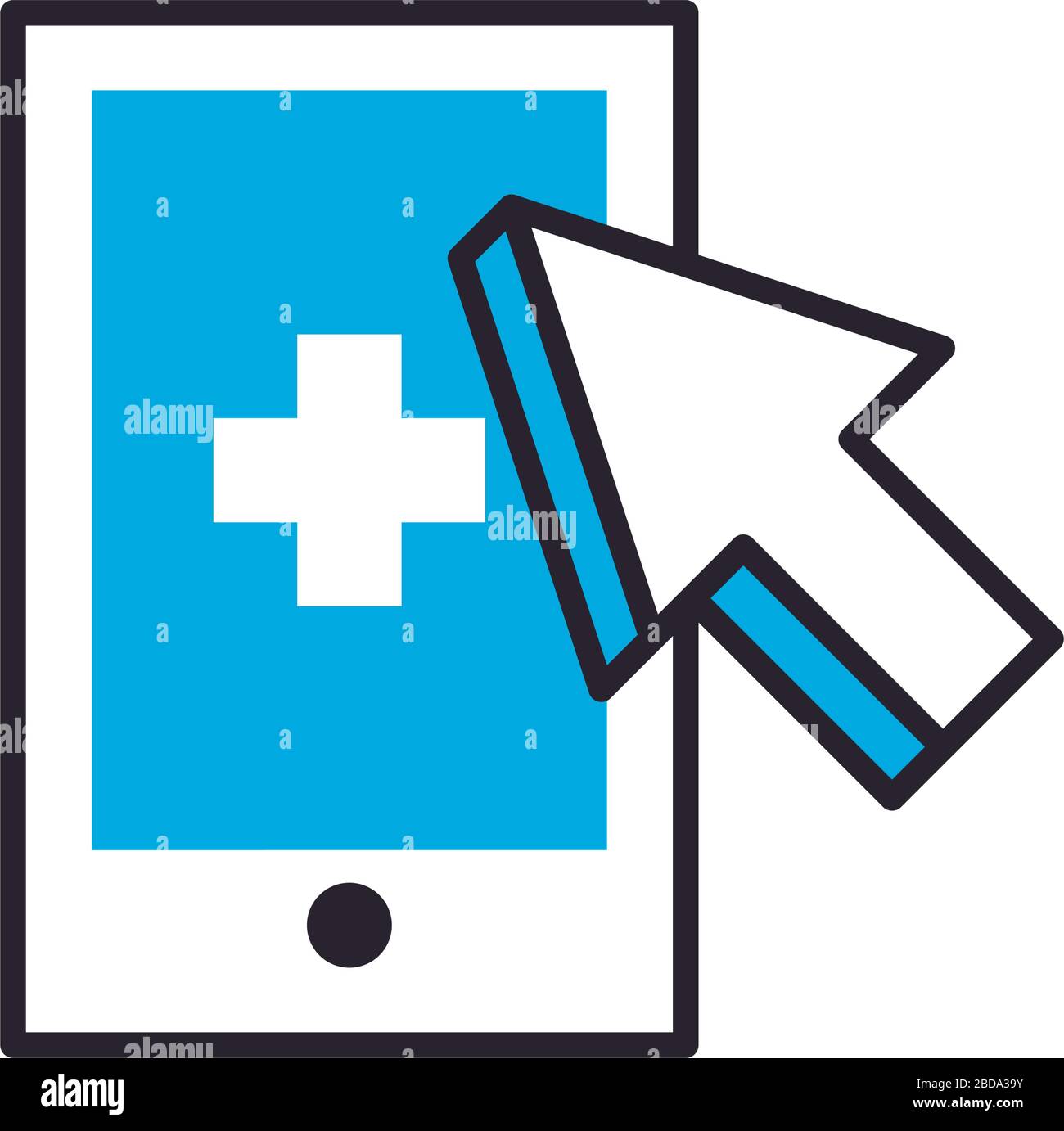 Smartphone with cross and cursor fill style icon design of Shopping ...