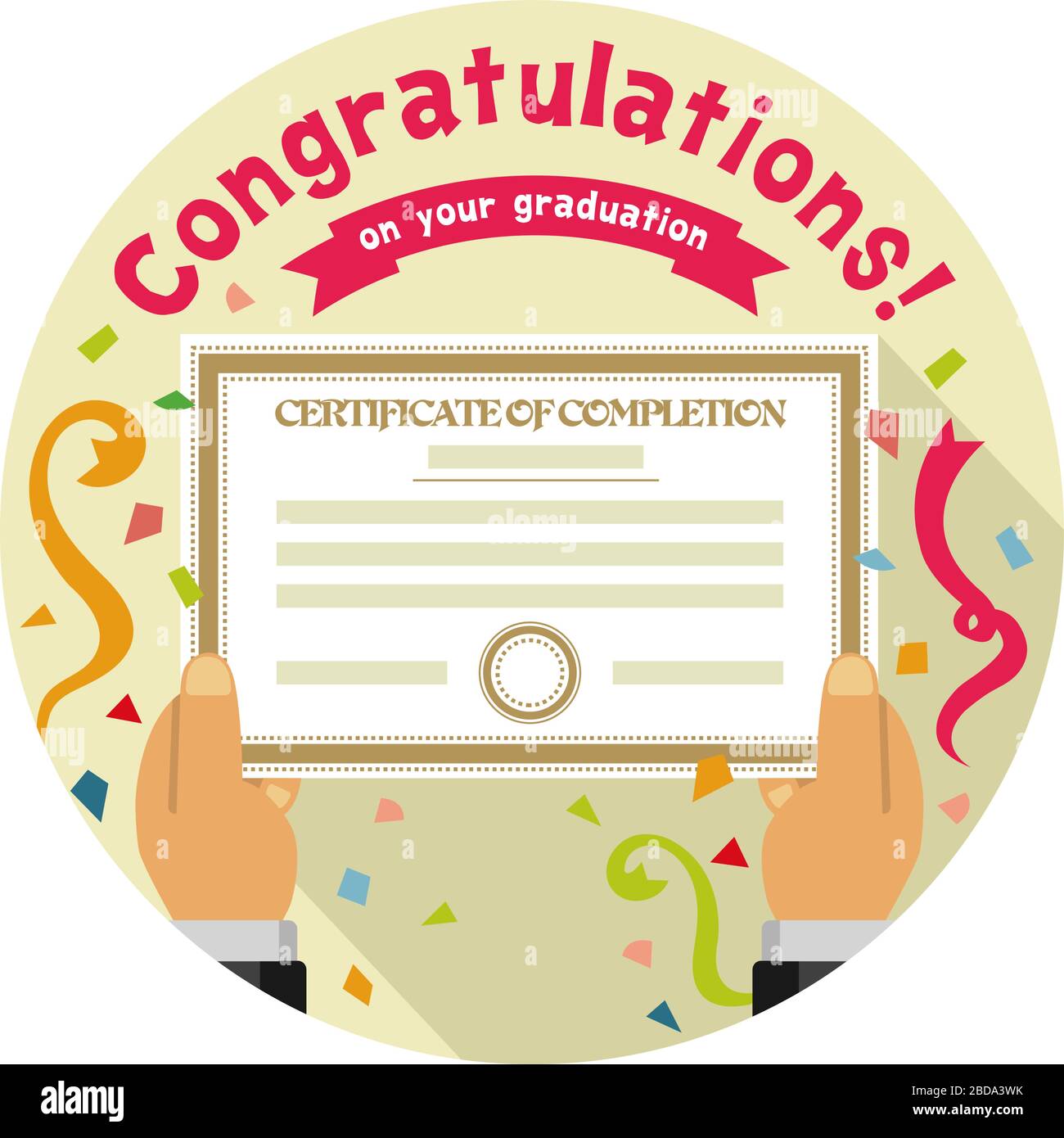 Congratulations on your graduation / vector round banner illustration ...
