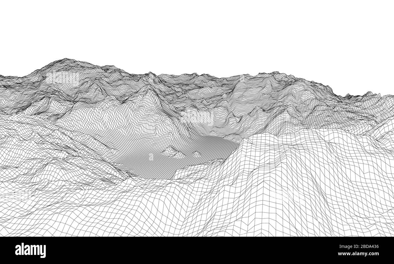 Abstract 3d wire-frame landscape. Blueprint style Stock Vector Image ...