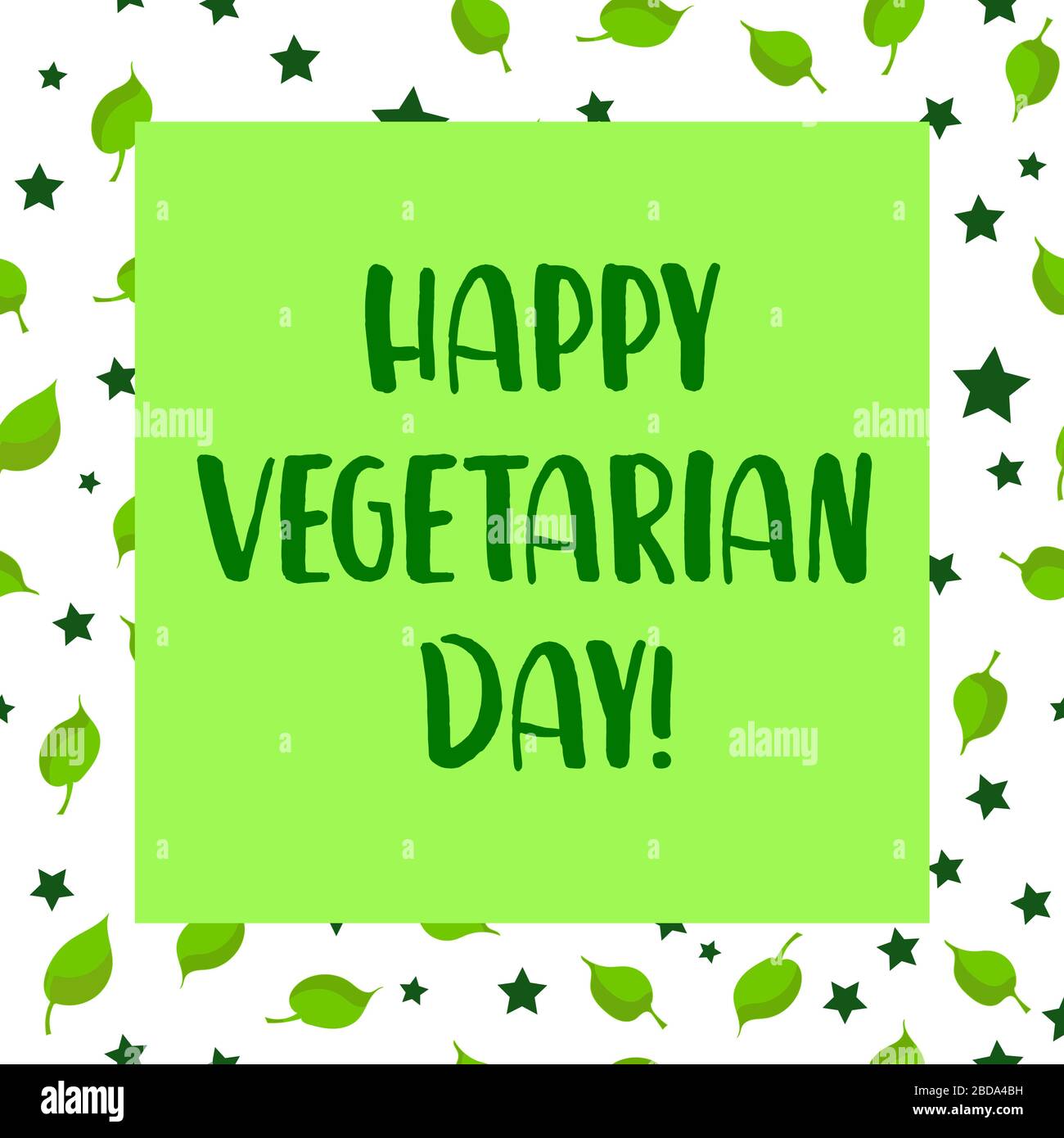 Happy vegetarian day green background. Greeting card for vegans Stock ...