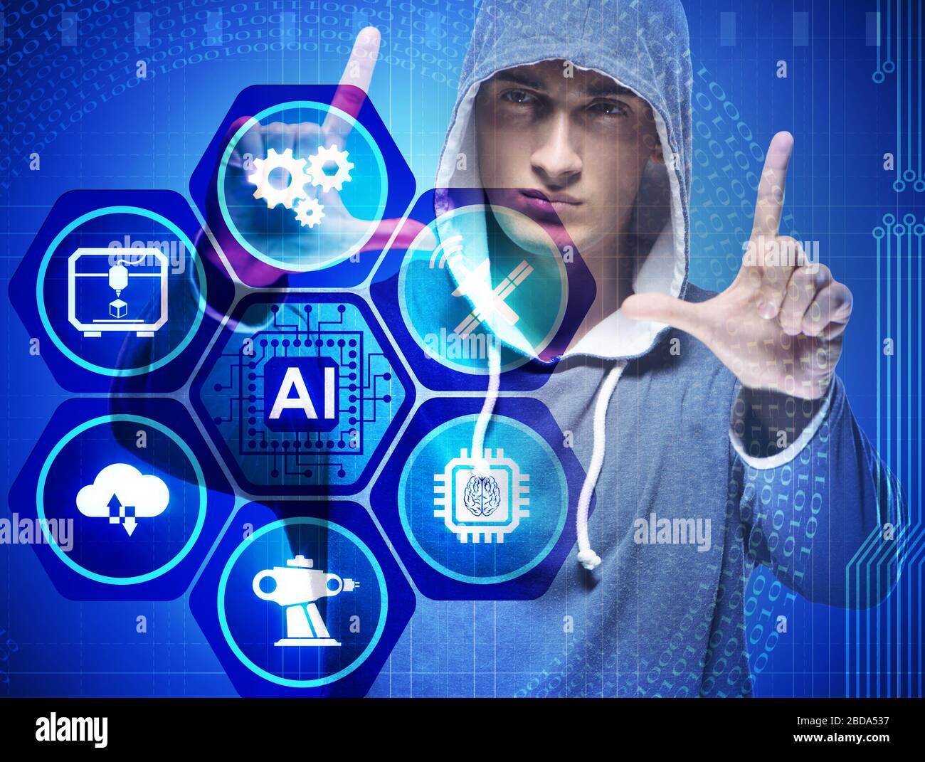 The man in artificial intelligence concept Stock Photo - Alamy