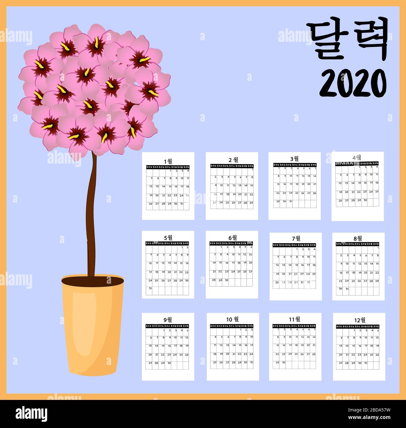 Korean calendar Stock Vector Images - Alamy