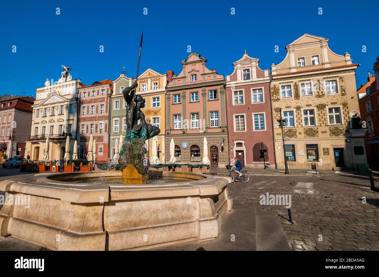 Mars fountain and townhouses on the market. Poznan, Greater Poland ...
