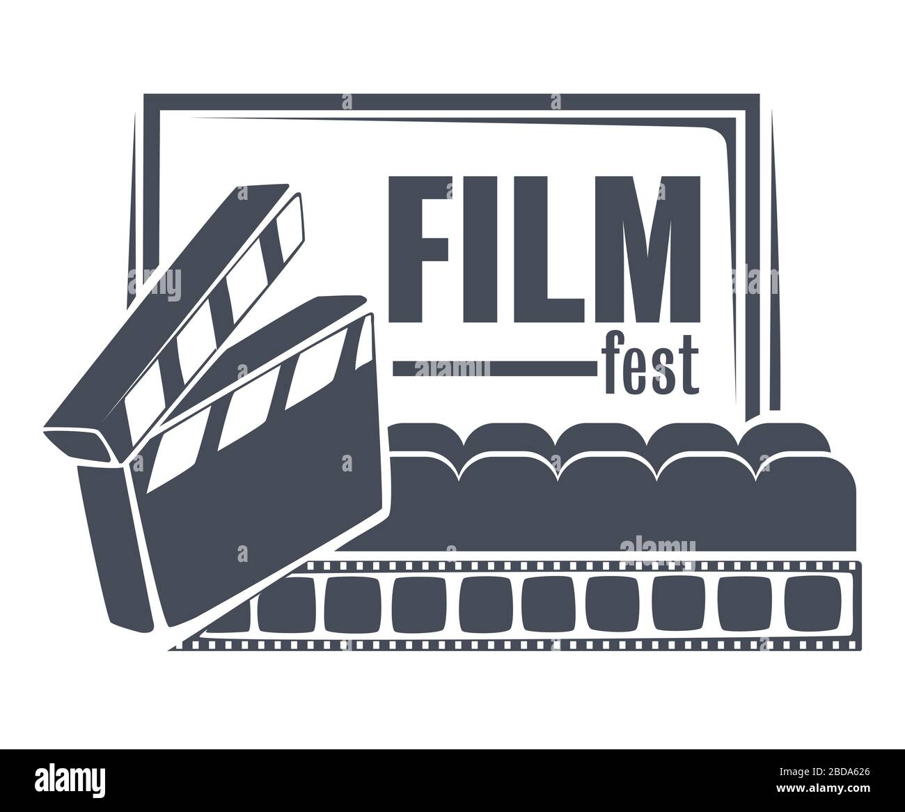 Film fest, filmmaking and cinematography industries retro label Stock ...