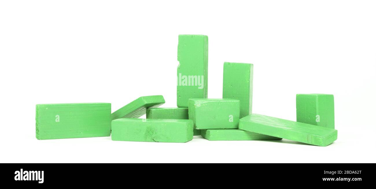 Vintage green building blocks isolated on white background Stock Photo ...