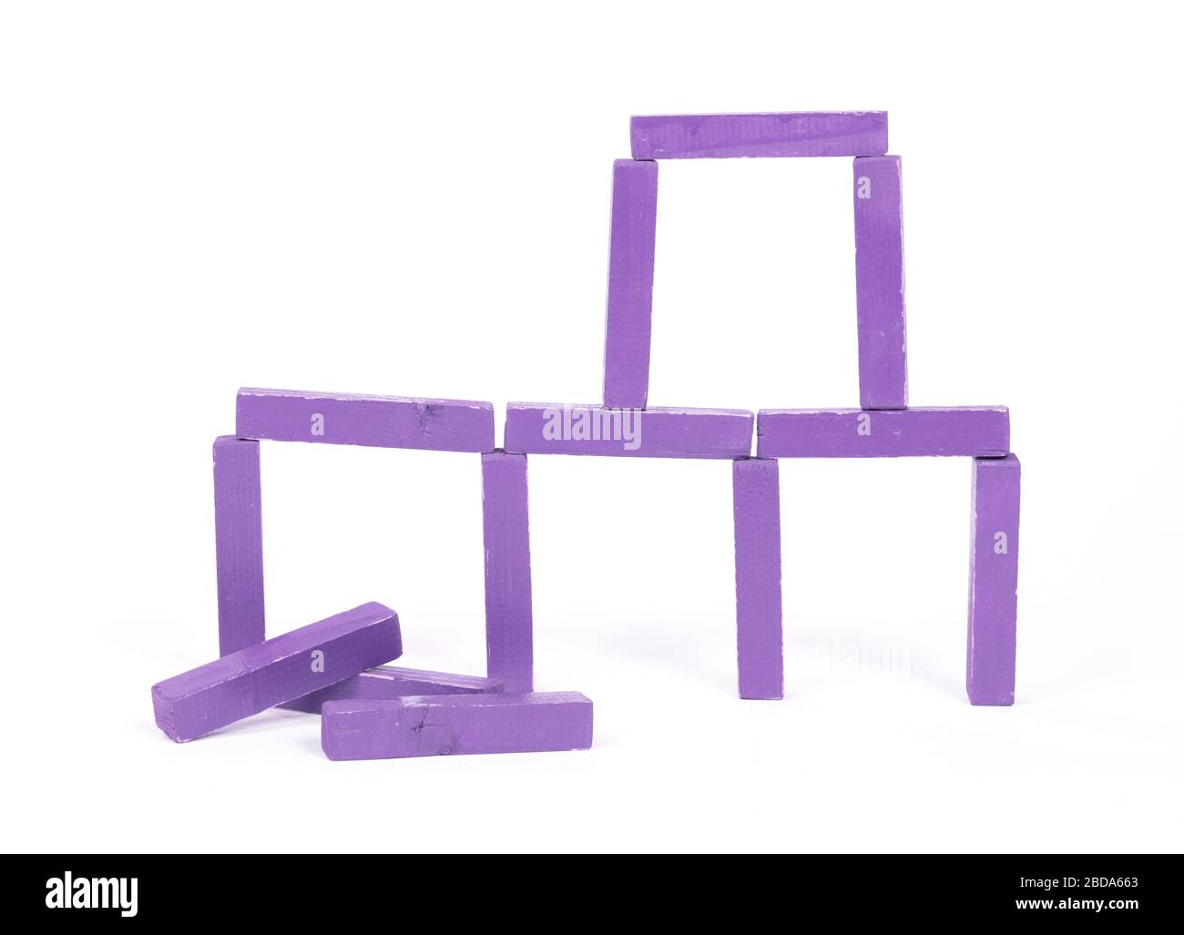 Vintage purple building blocks isolated on white background Stock Photo ...