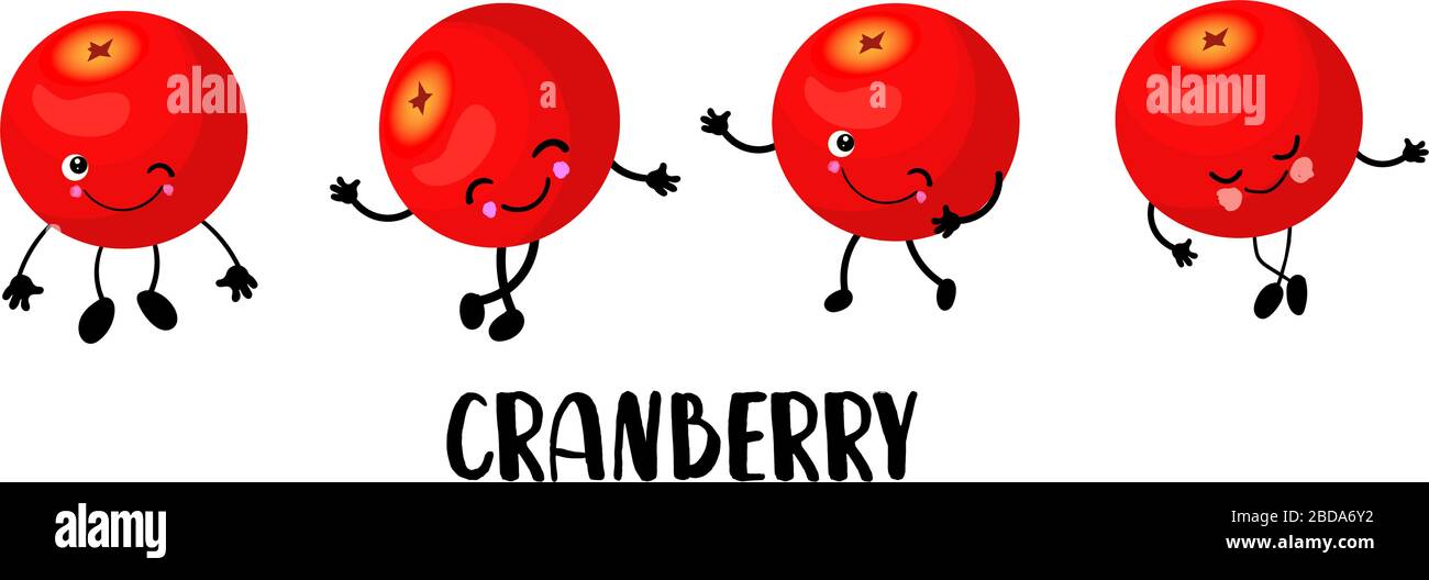 berry character with eyes. White background. cranberry. Healthy food ...