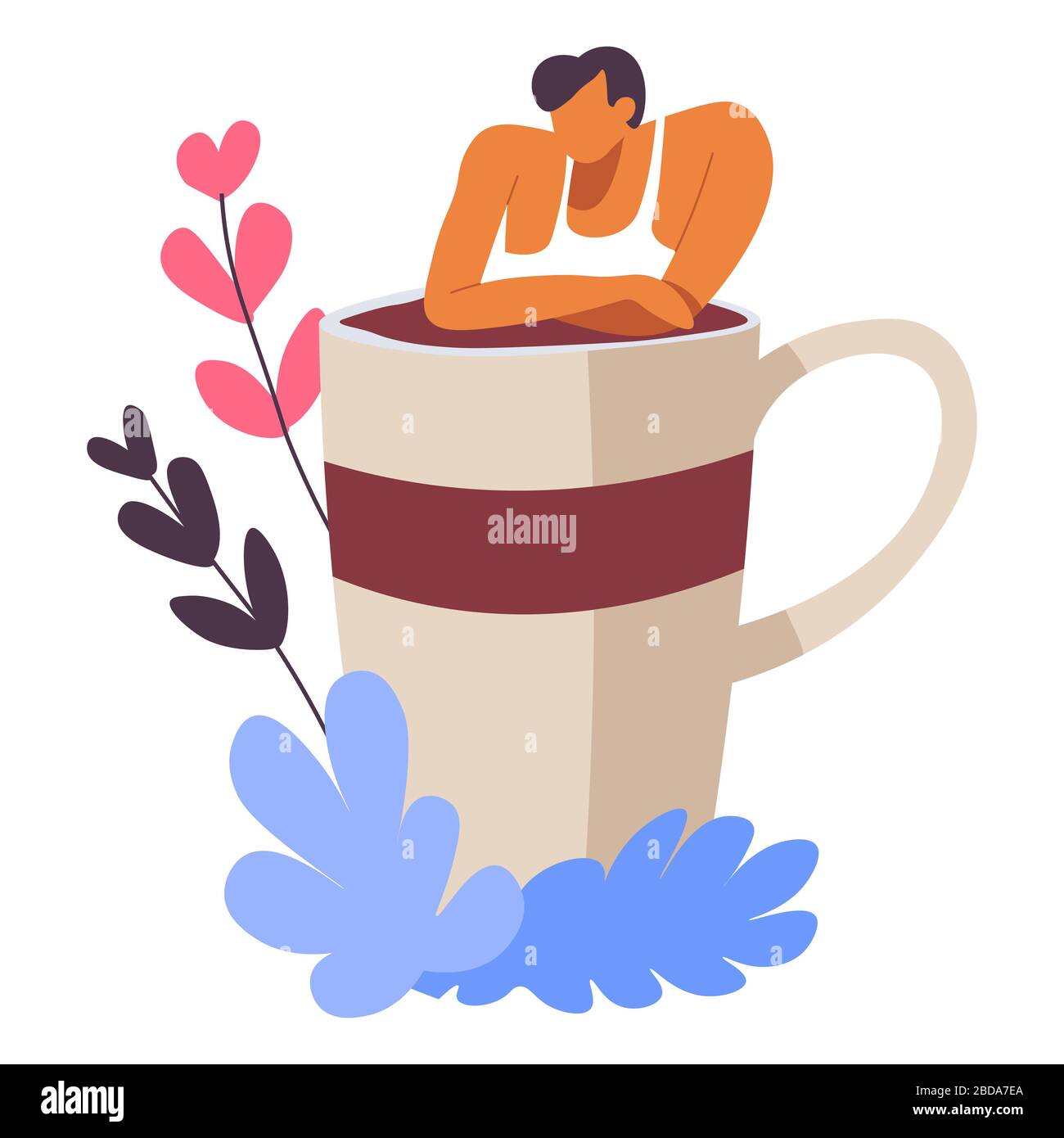 Person standing by big mug of coffee vector Stock Vector Image & Art ...