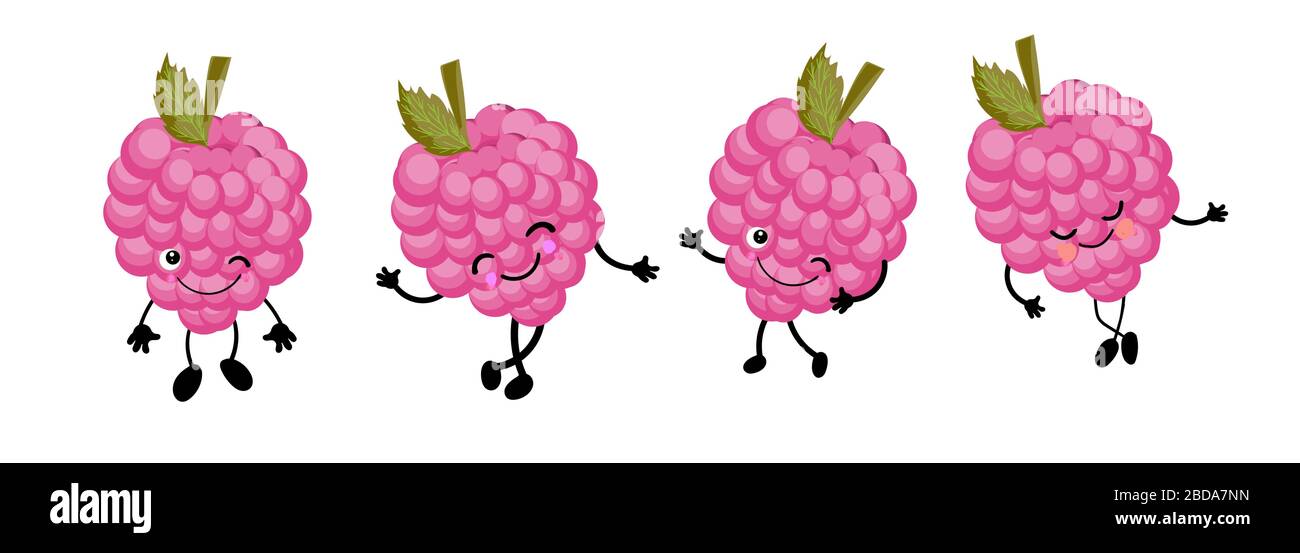 berry character with eyes. White background. raspberry. Healthy food ...