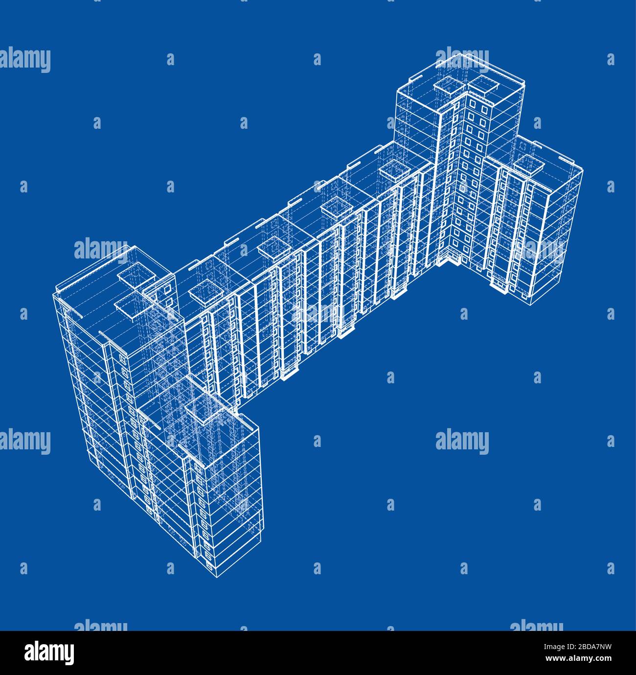 Vector wire-frame model of a multi-storey building Stock Vector Image ...