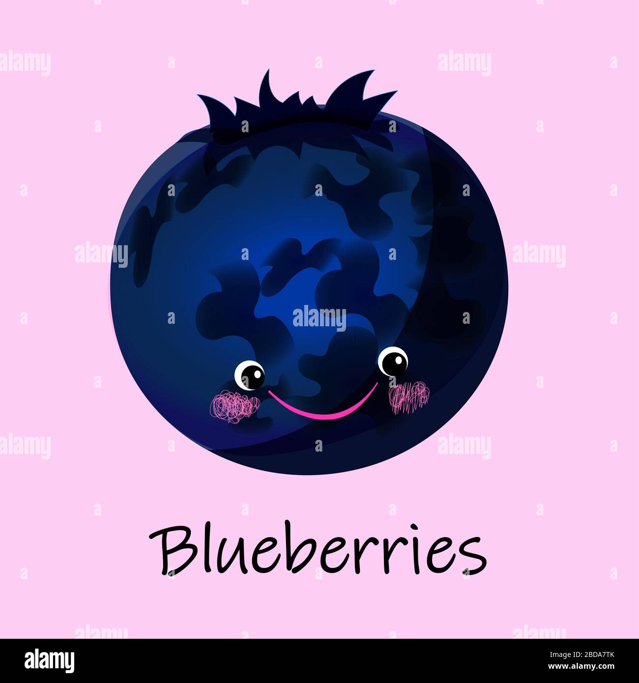 Hi, I'm blueberry. Greeting card with berries for children. Cartoon ...