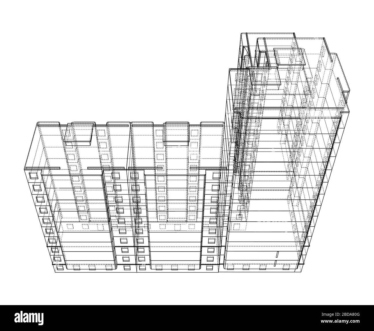 Vector wire-frame model of a multi-storey building Stock Vector Image ...
