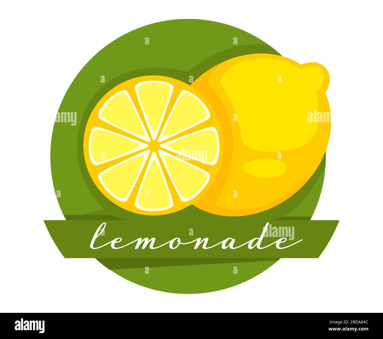 Lemonade label with lemon cut in half, product emblem Stock Vector ...