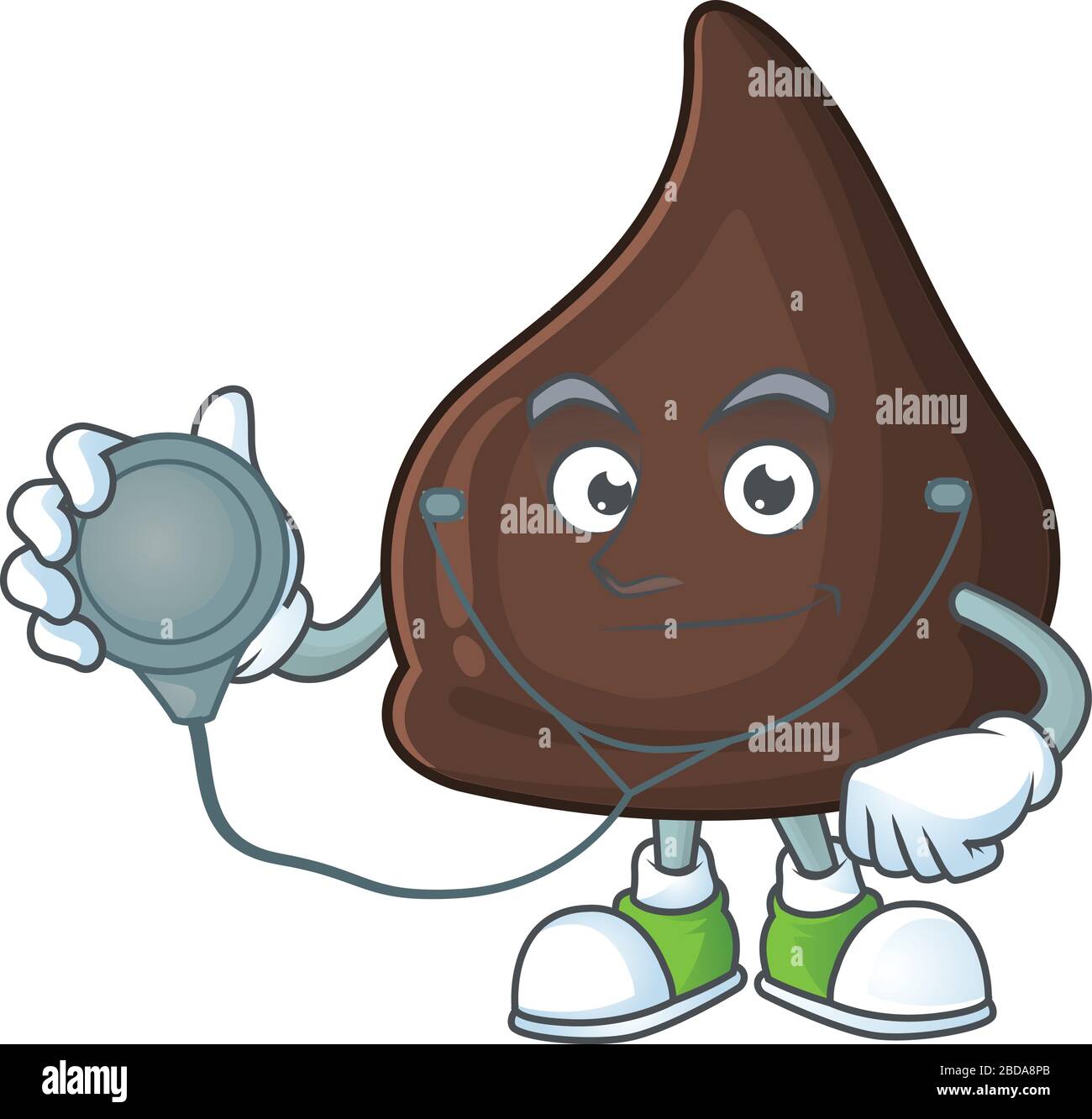 A dedicated Doctor chocolate conitos Cartoon character with stethoscope ...