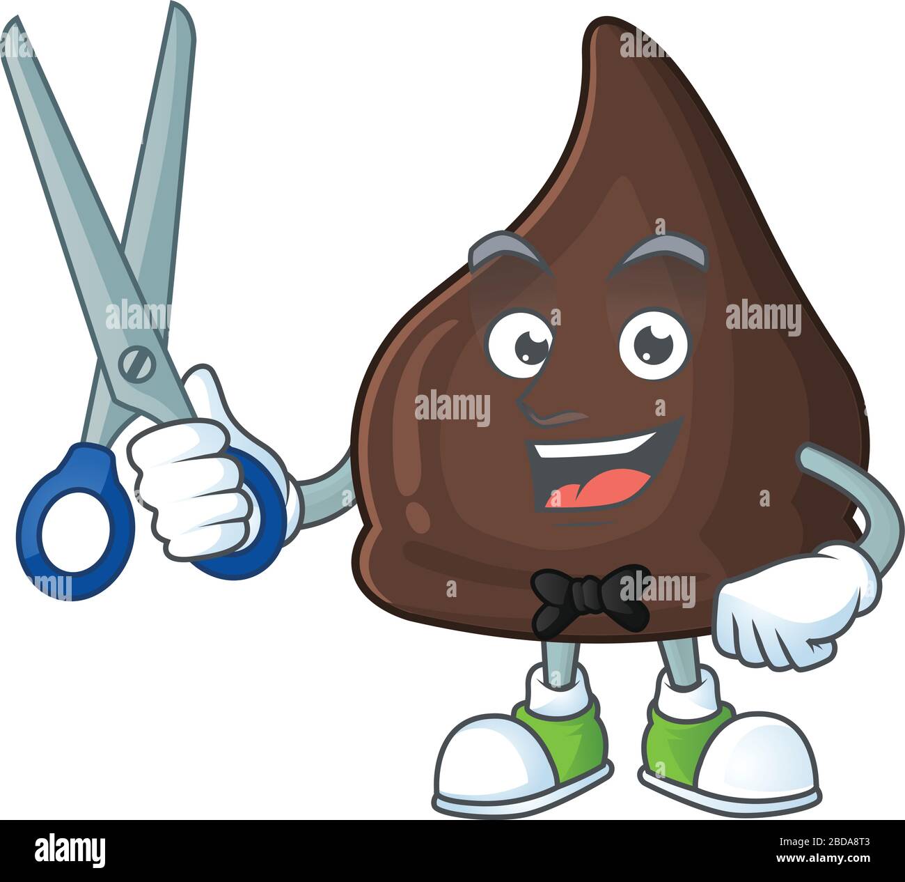 Cute Barber chocolate conitos cartoon character style with scissor ...