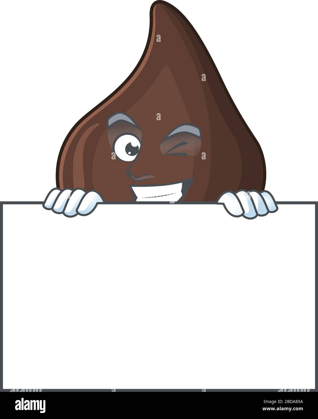 Sneaky chocolate conitos cartoon character style hiding behind a board ...