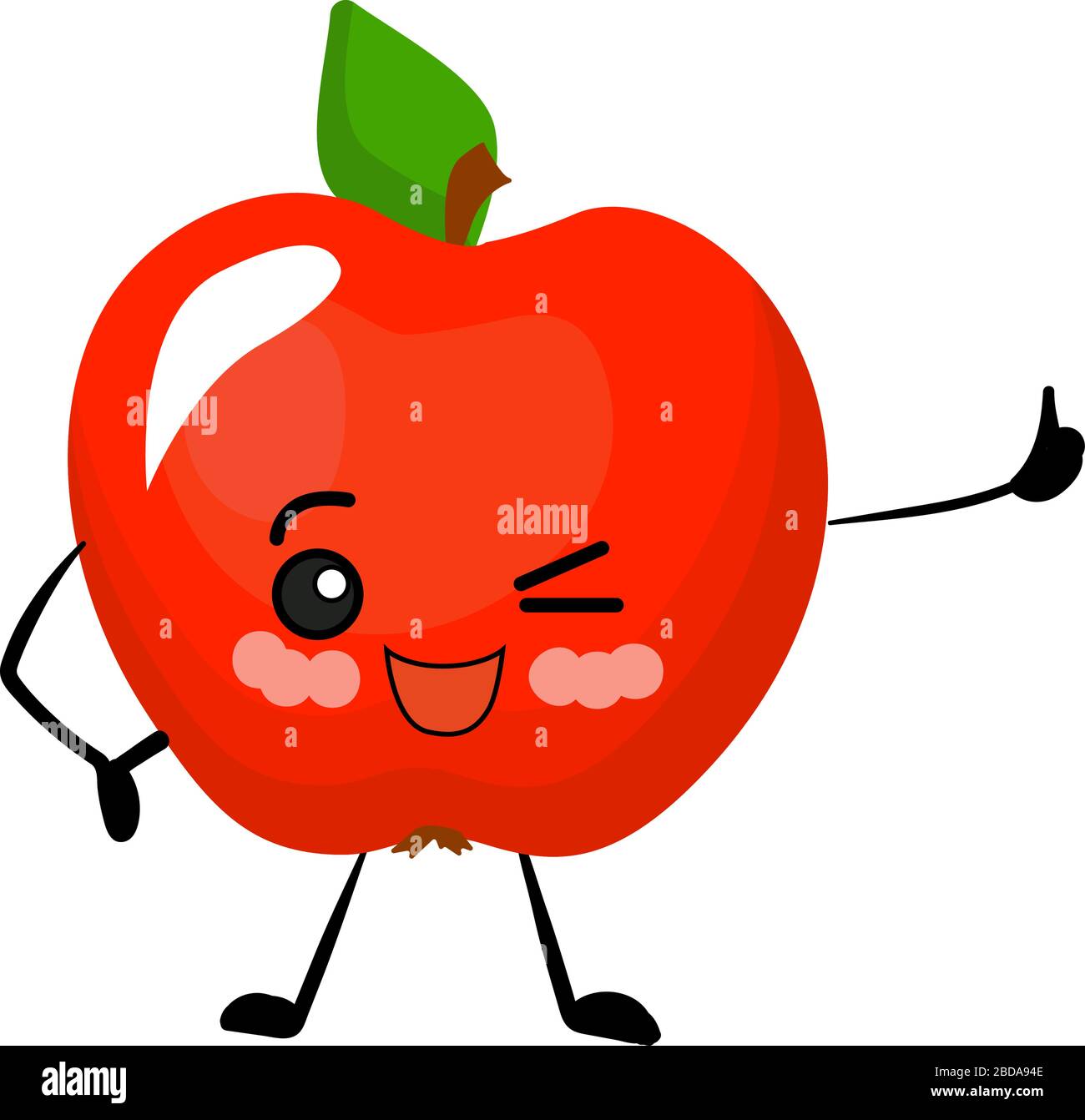 Apple character on a white background isolated. Red fruits Stock Vector ...